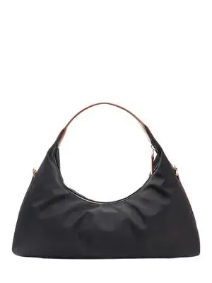 ELLEME Le Nylon Medium Hobo Bag With Leather Trimming - Black/cognac
