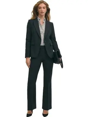 Brooks Brothers The Essentials Stretch Wool Flare Leg Trousers - Black