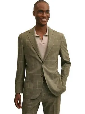 Brooks Brothers Explorer Collection Slim Fit Wool Windowpane Suit Jacket - Olive