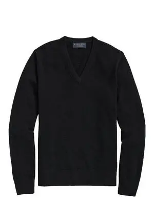 Brooks Brothers 3-ply Cashmere V-neck Sweater - Black
