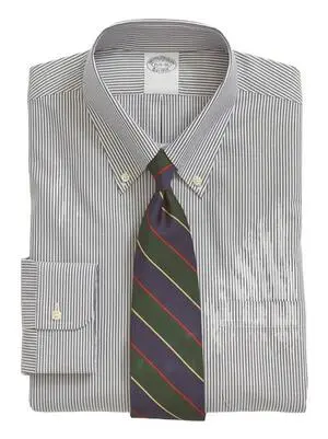 Brooks Brothers Stretch Supima Cotton Non-iron Pinpoint Oxford Button-down Collar, Candy Stripe Dress Shirt - Navy