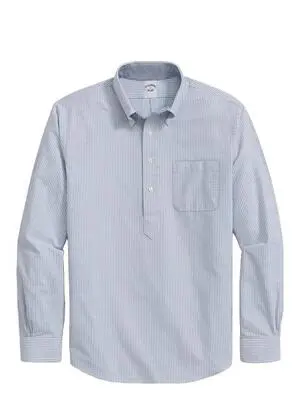 Brooks Brothers Friday Oxford Shirt, Striped Pop-over - Blue