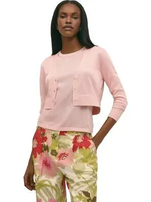 Brooks Brothers Cropped V-neck Cardigan - Pink