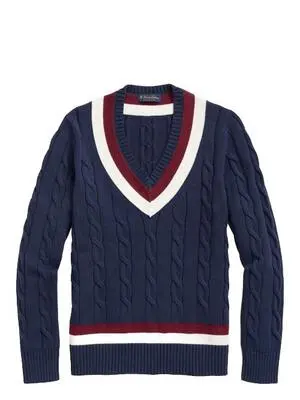 Brooks Brothers Vintage-inspired Tennis V-neck Sweater In Supima Cotton - Navy