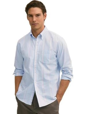 Brooks Brothers Friday Shirt, Oxford Stripe Blue