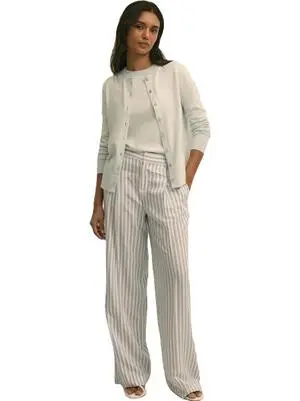 Brooks Brothers Viscose Striped Wide Leg Pants - Blue