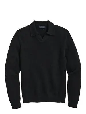 Brooks Brothers 3-ply Cashmere Jonny Collar Polo Sweater - Black