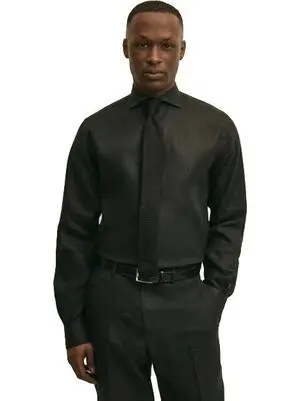 Brooks Brothers Linen Londoner Collar Dress Shirt - Black