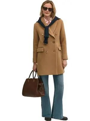 Brooks Brothers Wool Oversized Shawl Collar Coat - Camel