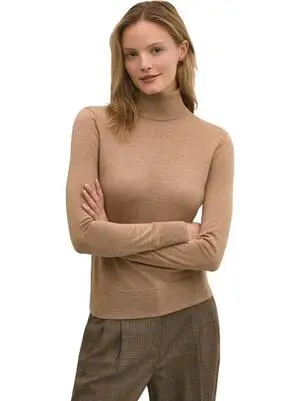 Brooks Brothers Merino Wool Turtleneck Sweater - Camel