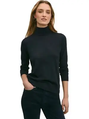Brooks Brothers Merino Wool Turtleneck Sweater - Navy