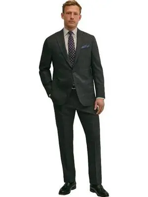 Brooks Brothers Explorer Collection Classic Fit Wool Windowpane Suit Pants - Grey