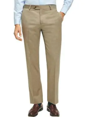 Brooks Brothers Traditional Fit Wool Dress Pants - Tan
