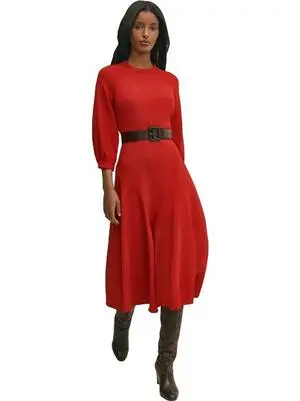 Brooks Brothers Viscose Blend Shirred-sleeve Dress - Red