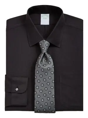 Brooks Brothers Explorer Collection Non-iron Twill Ainsley Collar, Dress Shirt - Black