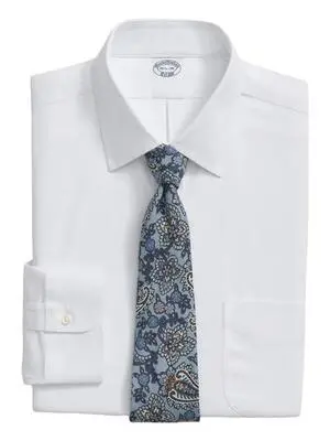 Brooks Brothers Explorer Collection Non-iron Twill Ainsley Collar, Dress Shirt - White