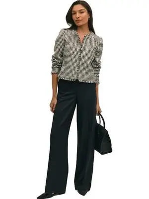 Brooks Brothers Boucle Zip-front Jacket With Grosgrain Trim - Black