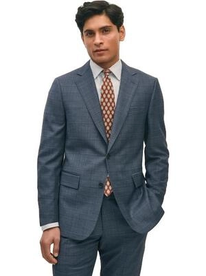 Brooks Brothers Slim Fit Wool Check 1818 Suit Blue