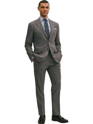 Brooks Brothers Explorer Collection Slim-fit Wool Overcheck Suit Pants - Grey