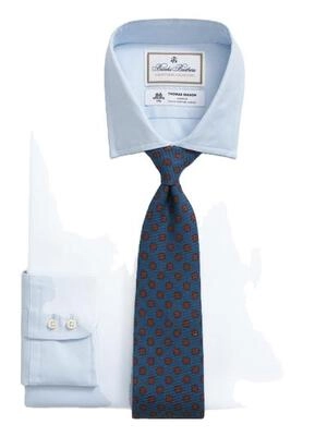 Brooks Brothers X Thomas Mason Cotton Pinpoint Oxford English Collar Dress Shirt - Light Blue