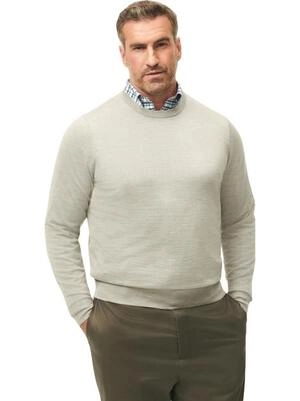 Brooks Brothers Big & Tall Ultimate Merino Wool Crewneck Sweater - Grey