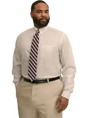 Brooks Brothers Big & Tall Stretch Cotton Non-iron Pinpoint Oxford Polo Button Down, Windowpane Dress Shirt - Multicolor
