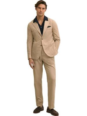Brooks Brothers Garment-dyed Cotton-linen Suit Pants - Khaki