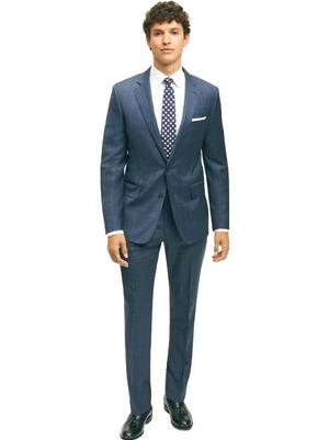 Brooks Brothers Classic Fit Wool Windowpane 1818 Suit - Medium Blue