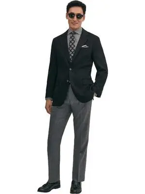 Brooks Brothers Traditional Fit Wool Flannel Dress Pants - Grey