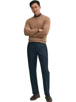 Brooks Brothers Traditional Fit Wool Flannel Dress Pants - Navy
