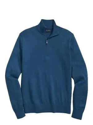 Brooks Brothers Ultimate Merino Wool Quarter-Zip Pullover Blue