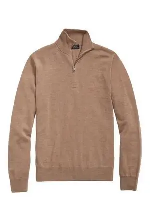 Brooks Brothers Ultimate Merino Wool Quarter-zip Pullover - Camel