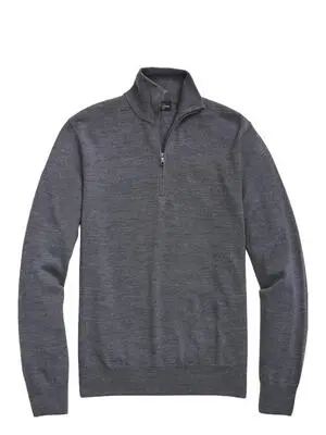 Brooks Brothers Ultimate Merino Wool Quarter-zip Pullover - Grey Heather