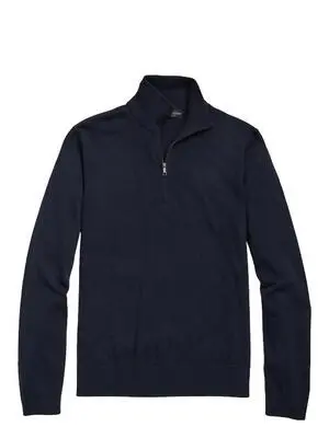 Brooks Brothers Ultimate Merino Wool Quarter-zip Pullover - Navy