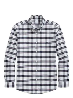 Brooks Brothers Stretch Cotton Non-iron Oxford Polo Button Down Collar, Bold Check Shirt - Navy