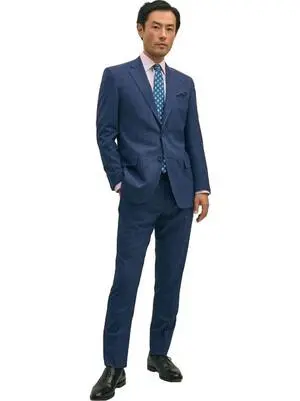 Brooks Brothers Explorer Collection Slim Fit Wool Check Suit Pants - Navy