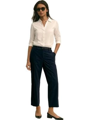 Brooks Brothers Cropped Wide-leg Advantage Chino Pants - Navy