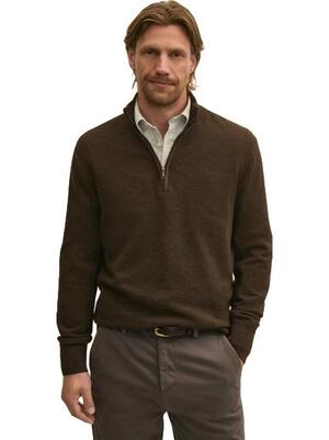 Brooks Brothers Supima Cotton Pique Quarter-zip Sweater - Brown