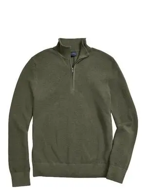 Brooks Brothers Supima Cotton Pique Quarter-zip Sweater - Olive