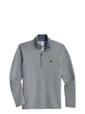Brooks Brothers Cotton Blend Pique Quarter-zip Pullover - Grey