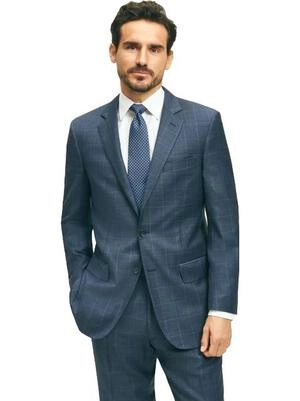 Brooks Brothers Traditional Fit Wool Windowpane 1818 Suit - Navy