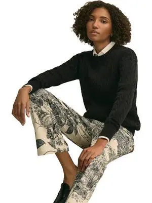 Brooks Brothers Supima Cotton Cable Crewneck Sweater - Black
