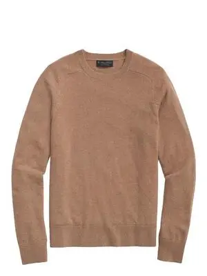 Brooks Brothers 3-ply Cashmere Crewneck Saddle Shoulder Sweater - Brown