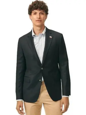 Brooks Brothers Classic Fit Stretch Saxxon Wool 1818 Blazer - Navy