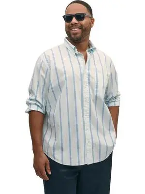 Brooks Brothers Big & Tall Friday Shirt, Poplin Striped - Turquoise