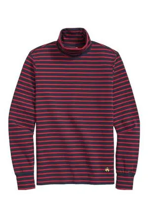 Brooks Brothers Cotton Blend Striped Turtleneck Navy/red