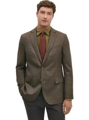 Brooks Brothers Classic Fit Wool Plaid Sport Coat - Brown
