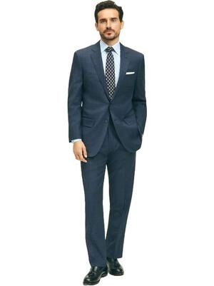 Brooks Brothers Traditional Fit Wool Checked 1818 Suit - Navy