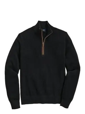 Brooks Brothers 3-Ply Cashmere Quarter-Zip Sweater Black