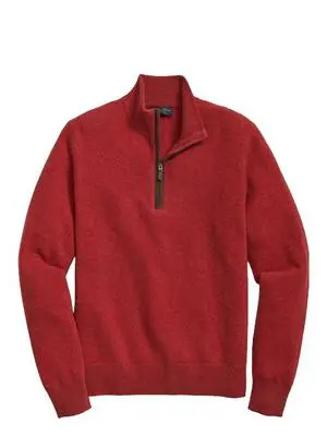 Brooks Brothers 3-Ply Cashmere Quarter-Zip Sweater Red
